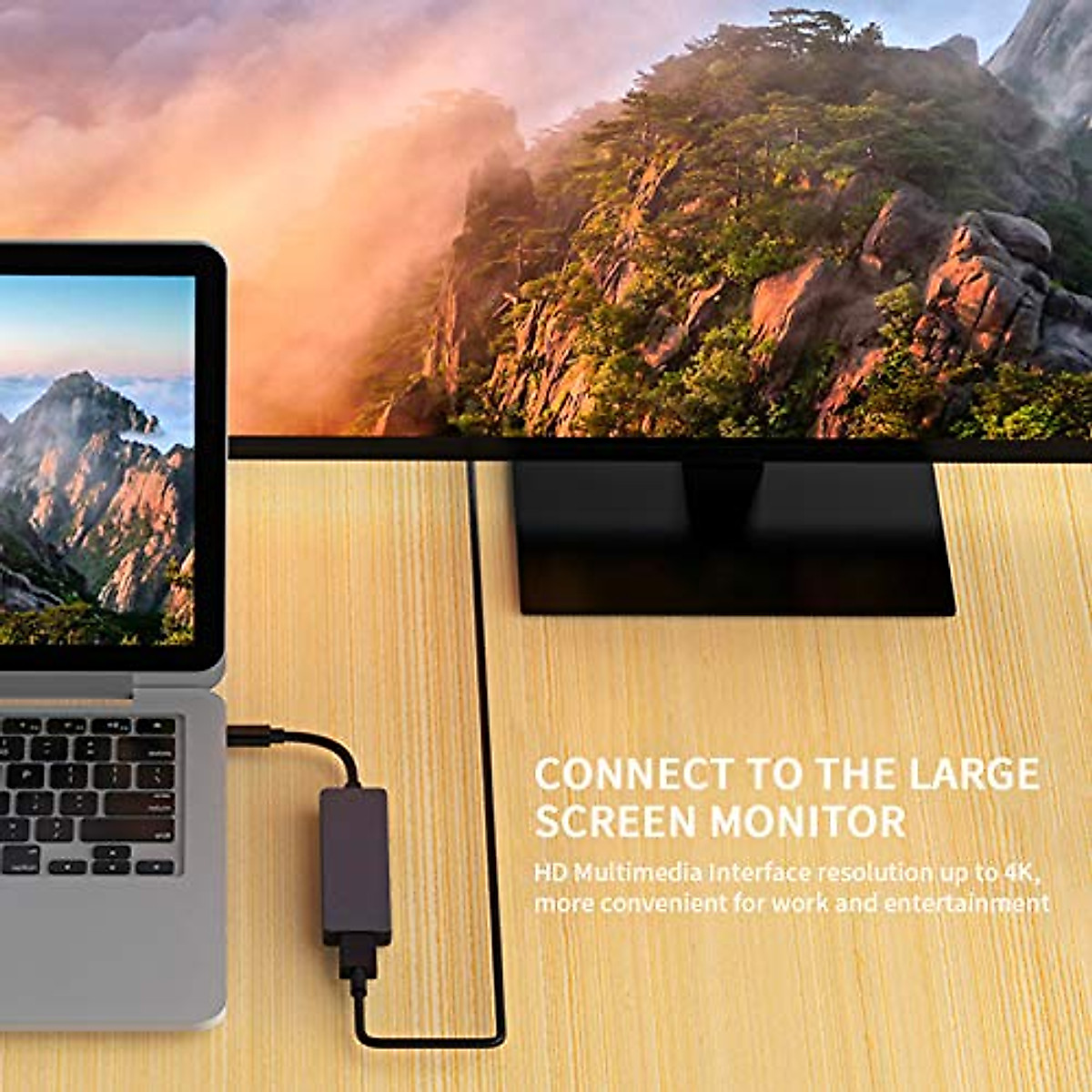 5 in 1 TypeC to Multi Interface Hub,TypeC 5.0GBS Docking Station TypeC to HD Multimedia Interface/Storage Card/USB Adapter with 4K Connection