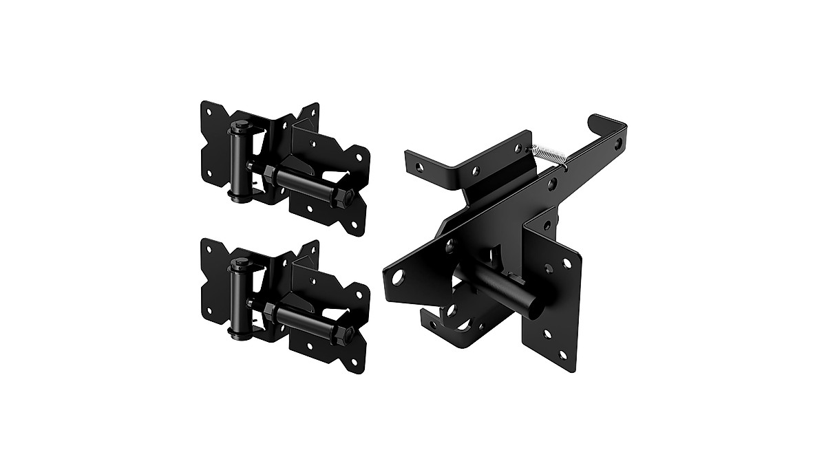 WINSOON Stainless Steel Self-Closing Gate Hinges & Latch Kit - Heavy Duty