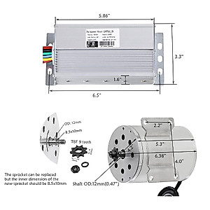 YC Yier 29" Go Kart Rear Axle Kit +Front End Steering Shaft Assembly+ Brake + 13x5.00-6" Wheels Tires +48V 1800W Brushless Electric Motor Kit for Go Kart ATV Quad Buggy Drift Trike 4 Wheeler