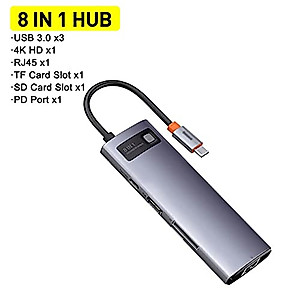 SHYPT 8 in 1 Type C HUB USB C HUB SD Reader PD 100W Charger USB 3.0 HUB Dock Station Splitter