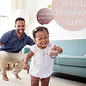 2 Pieces Toddler Cups Silicone Training Sippy Cups with Straw Lid and Non Slip Handles Spill Proof Trainer Cup Transition Cup for Baby Toddler Infant (Blush Colors)