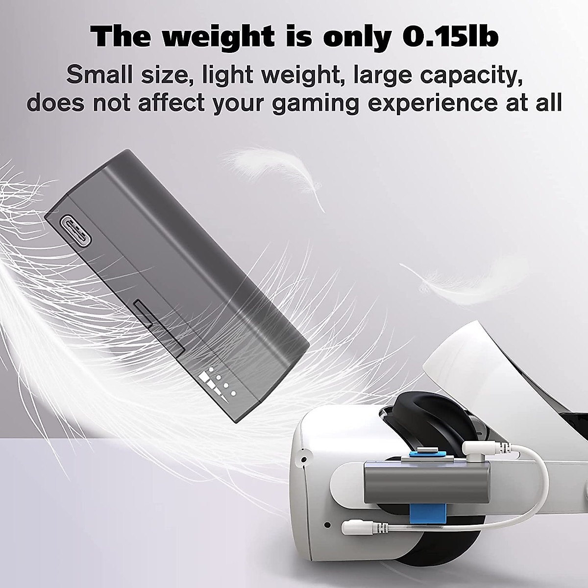 SiWiQU Rechargeable Battery Pack for Meta Quest 2, Mini Accessories for Quest 2 Headset, Portable VR Extended Power Compatible with Quest 2 Original and Elite Strap