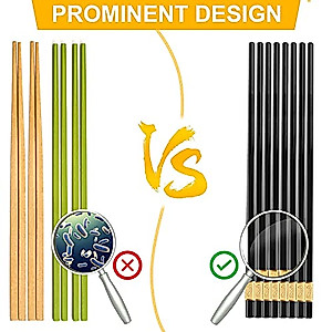 10 Pairs Reusable Chopsticks Dishwasher Safe,9.5 Inch Fiberglass Chopsticks Set, Japanese Chinese Korean Chopsticks for Food, Non-Slip, Easy to Use (Black Chopsticks)
