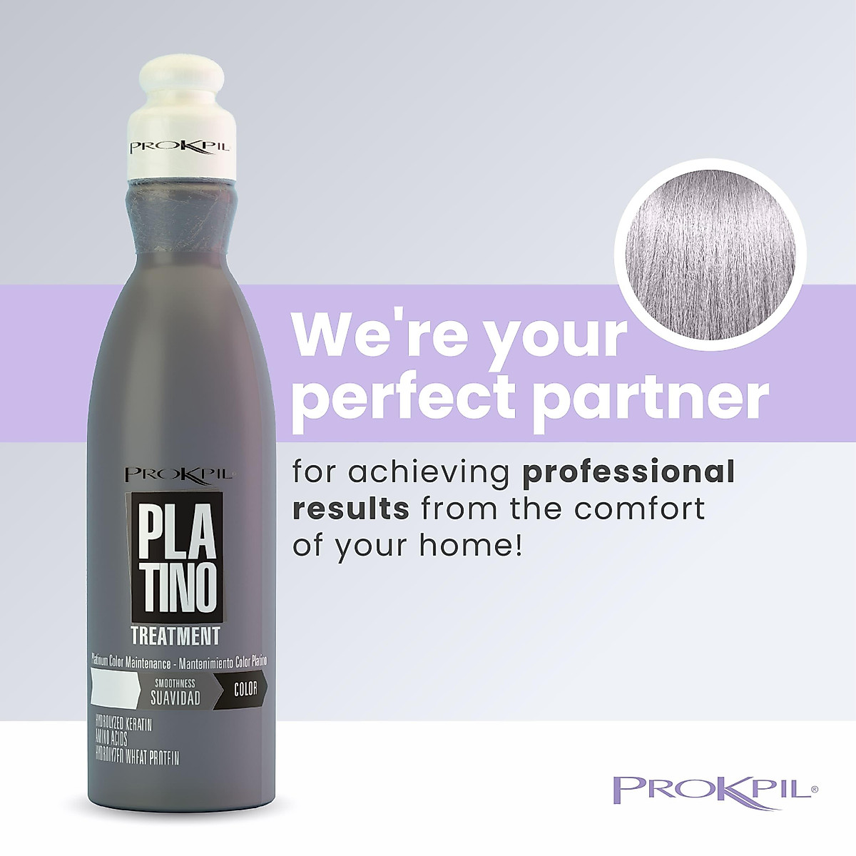 Prokpil | Treatment Platinum Maintenance Mask for Platinum Gray Silver Hair | Matizante Platino Tratamiento y Mantenimiento Natural Matizador Plateado, Gris Canoso (Regular Size 10oz-300ml)