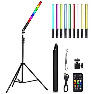 RGB Handheld LED Video Light, Wand Stick Photography Light 9 Colors with 26.2" to 78.7" Tripod & Remote Control, Adjustable 3200K-5600K [Upgraded]