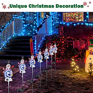 Yescom 8 Packs Solar Snowman Stake Lights Christmas Decor Solar Pathway Lights Waterproof Solar Stakes Lights for Outdoor Patio Garden