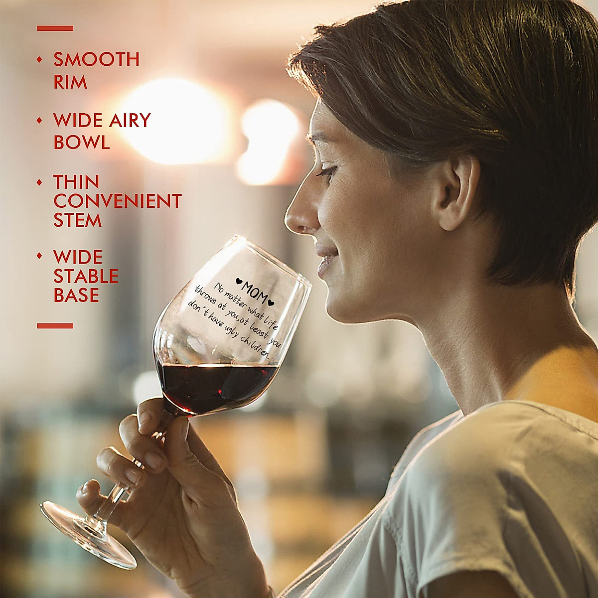 COVLUROTO Mothers Day Funny Gifts for Mom from Daughter Son-13OZ Wine Glass Goblet-Novelty Christmas Thanksgiving Birthday Anniversary Retirement Gift Presents Idea for New Mom Mother in Law Stepmom