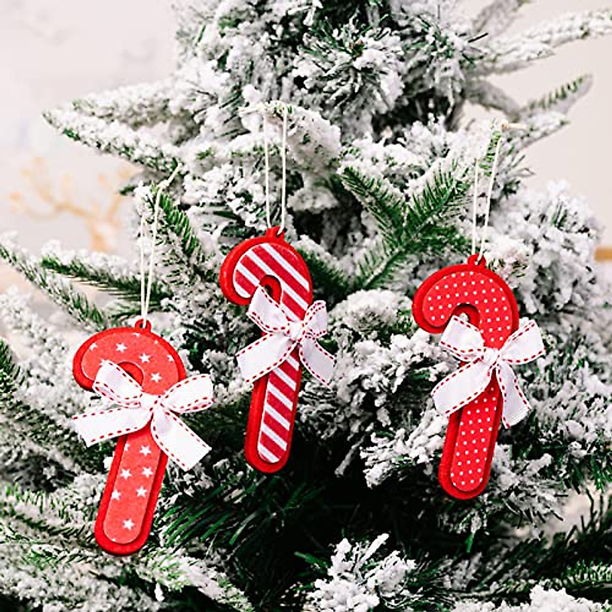 Mini Christmas Tree Decoration Kits, Red Felt Christmas Tree Ornament Kits, Christmas Tree Decoration Includes Hanging Stockings Cane Glove for Christmas Tree Decorations Wynott