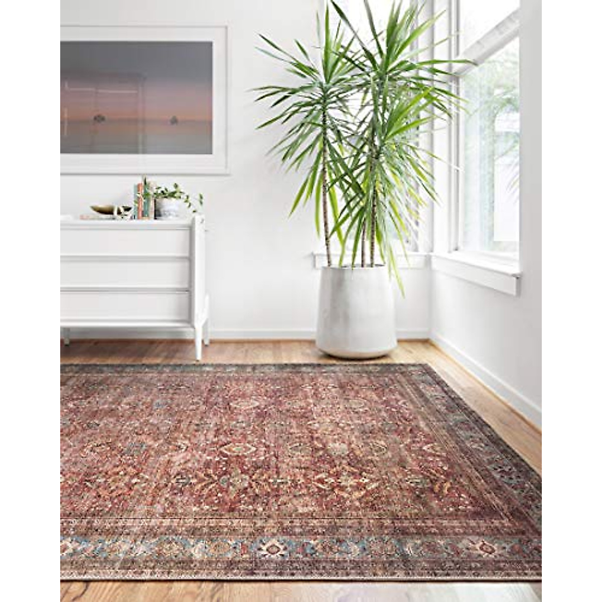 Loloi II Layla Collection LAY-01 Brick/Blue, Traditional 2'-3" x 3'-9" Accent Rug