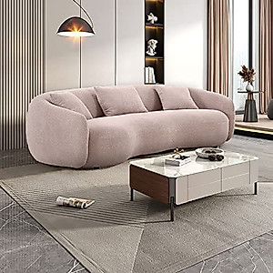 ERYE 93.6" Teddy Boucle Fabric Cloud Leisure Modern Comfy 4 Seaters Half-Moon Curved Couch,Beautiful Freestanding Sofa Perfect Shape More Decorative for Home Office Apartment Living Room, Pink