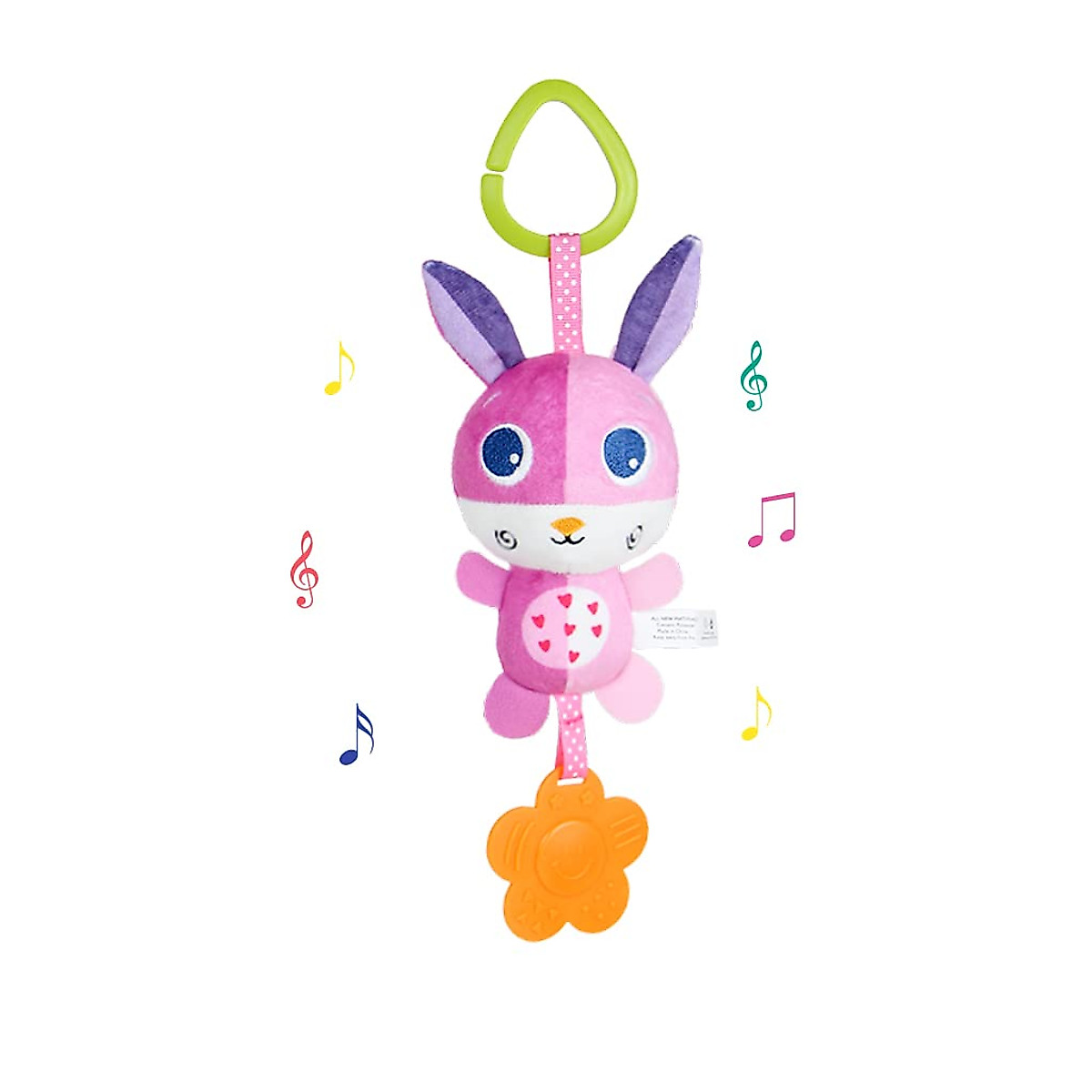 AIPINQI Hanging Rattle Toys for Baby, Colorful Cartoon Animal Shapes Toy with Teether and Sound Plush Ring Infant Development Toys for Baby Boys and Girls Newborn Gifts 3-36 Months, Rabbit