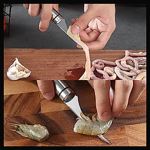 1 Set 2 Pcs Stainless Steel Shrimp Opener Fish Seafood Cleaner Tool Prawn Cleaning Tool Seafood Picks Tool Shrimp Prawn Peeler Crab Poop Oyster Wooden Peeling Machine Lobster