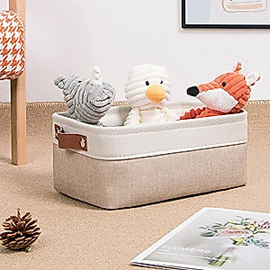 DULLEMELO Collapsible Bundle Baskets 6 Small Baskets 11.8"x7.9"x5.1" + 2 Narrow Baskets 15"x6"x5.5"（White&Khaki)