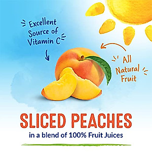 Dole Fruit Jars, Yellow Cling Sliced Peaches in 100% Fruit Juice, Gluten Free, Pantry Staples, 23.5 Oz Resealable Jars, (Pack of 8)