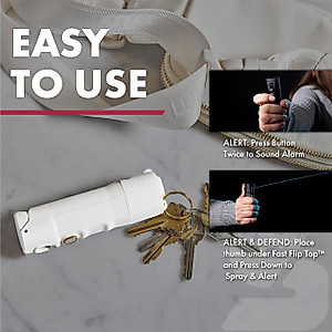 SABRE 2-in-1 Pepper Spray + Personal Alarm, Alert & Defend with One Press or Use Alarm Only, Fast Flip Top Safety with Finger Grip & Tuck-Away Keyring, Maximum Police Strength, UV Marking Dye & 130dB