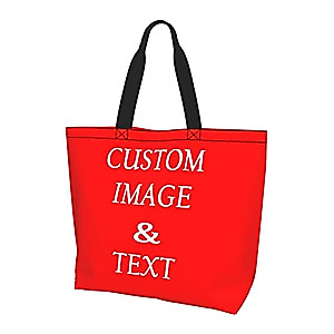 Personalized Shoulder Bag with Custom Text Photo Tote Bag for Women Red One Size