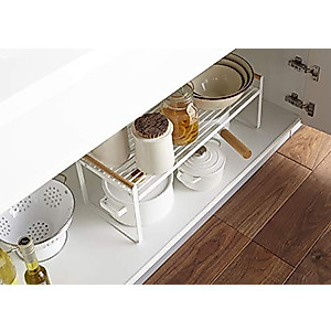 YAMAZAKI home Wired Organizer Rack-Kitchen Storage Shelves, One Size, White - 3803