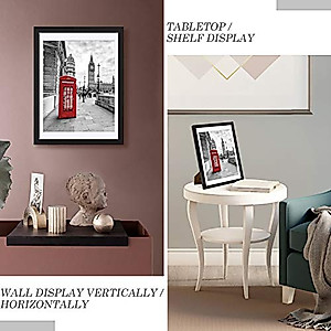 12x16 Picture Frames Made of Solid Wood Display Pictures 11x14 or 8.5x11 Diplomas with Mat or 12x16 Frame without Mat - Picture Frame for 11x14 Black With 2 Mats for Wall Mounting or Table Top Display