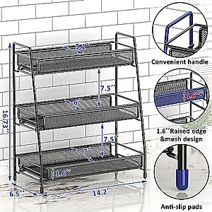 EKNITEY Bathroom Countertop Organizer Rack - 3 Tier Counter Spice Rack Metal Makeup Rack Small Perfume Vanity Organizer for Sink/Bedroom/Living room/Kitchen/Office