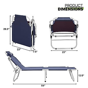 Magshion Ultralight Folding Tent Camping Cot Bed with Pillow Portable Design Comfort Small Collapsing Sleeping Bed Outdoor Traveling Picnic for Adults, Navy