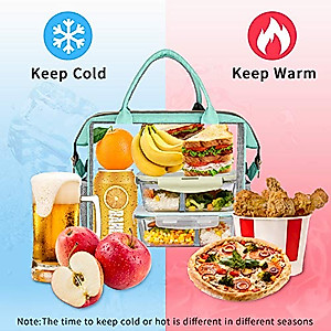 Lunch Bags for Women, Insulated Lunch Bag Reusable Lunch Bag Leakproof Large Lunch Bag with Adjustable Shoulder Strap, Multi-Pocket Lunch Bag for Work, Office, Picnic, Outdoor (Green)