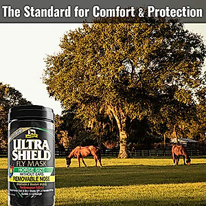 Absorbine UltraShield Equine Fly Mask, UV Protection, Horse Size Without Ears, Has Removable Nose
