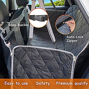 Hanjo Pets Car Dog Cover Back Seat - Car Hammock for Dogs Waterproof - Dog Car Seat Cover for Backseat with Mesh Window Multiple Pockets for Car/SUV Nonslip Rubber Back Washable Material