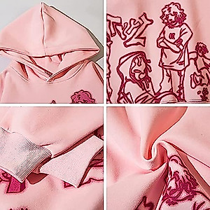 NECHARI Women's Y2K Full Zip Up Hoodie Over Face Rhinestone Pattern Print vintage Pullover Aesthetics Design Oversized Harajuku Jacket