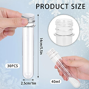 Whaline 30Pcs One Happy Dude Plastic Test Tubes Science Party Test Tubes with Screw Caps Stickers Clear Candy Storage Vials Gumball Candy Container for First Birthday Party Favors