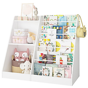 Lkeiyay Kids Bookshelf and Toy Storage,Nursery Bookshelf,Single-Sided Book Display with Storage,White