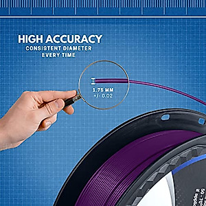 3D Innovators 3D Printer PLA Filament, 1.75mm, 1KG/2.2LB, Dimensional Accuracy +/- 0.02 mm (Real Purple)