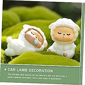 SEWACC 5pcs Lamb Doll Ornaments Car Decor Toys Lamb Accessories Cartoon Lamb Craft Delicate Lamb Ornaments Succulent Flower Pot Lamb Figurines for Kids Toy Lamb Trinkets Cute Baby Plastic