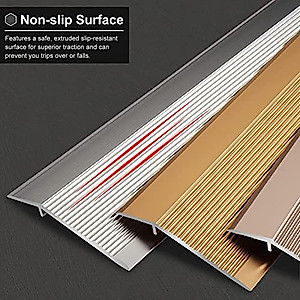 Transition Strip Metal Threshold Strip for Carpet to Floor, Black Non-Slip Edging Trim Strips for Uneven Floors/Vinyl Planks/Wood to Tile, Easy to Install