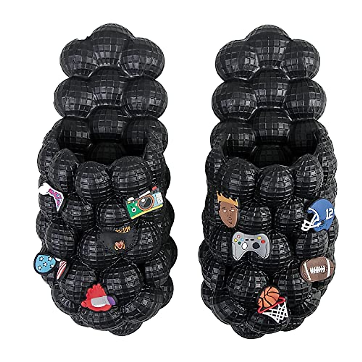 Jaeynow Massage Bubble Slippers Slides Women,Pillow Slides Funny Lychee Spa Slippers for Men Indoor and Outdoor Non-Slip Bath Shower Shoes Bedroom House Gym Basketball Slides Sandals（Black Diy 35/36）