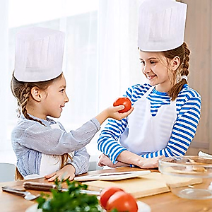 Sntieecr 30 Pack 8 Inch Kids White Paper Chef Hats, Chef Toques Kitchen Chef Caps for Cooking, Baking, Party Favors, Home Kitchen, School and Restaurant