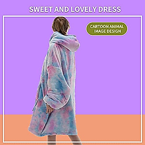 COSUSKET Adult Hoodie Wearable Blanket, Tie Dye Super Cozy Warm and Oversized Sherpa Blanket Hooded for Women