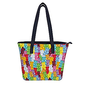 FunnyStar Gummy Bears Candies Women's Tote Bag PU Leather Shoulder Bag Handbags Purse For Work Shopping Travel