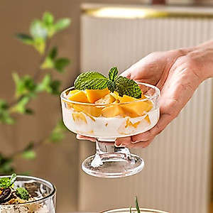 Kingrol 4 Pack Glass Dessert Bowls, 6.5 oz Crystal Glass Bowls for Ice Cream, Fruit, Pudding, Snack, Cereal, Nuts - Premium Glass Serving Dishes, Mini Trifle Bowl