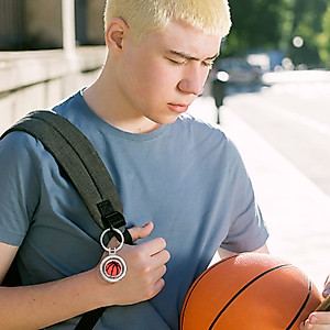 ISKYBOB 2 Pack Creative Rotating Basketball Keychain, Metal Pendant Key Ring Keyfob Gift