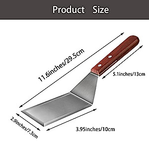 KLAQQED Metal Spatula for Cast Iron Skillet, Grill Spatula Stainless Steel Spatula, Burger Spatula, Fish Turner Spatula, Griddle Spatula, Spachulas Egg Flipper, Flat Top Metal Spatula for Cooking BBQ