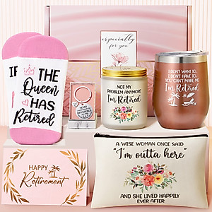 Retirement Gifts for Women 2024, Happy Retirement Gifts for Coworker, Teacher, Boss, Nurses, Friends, Mom, Grandma, Retirees, Best Retirement Gifts Funny Female Retired Gifts Basket with Wine Tumbler