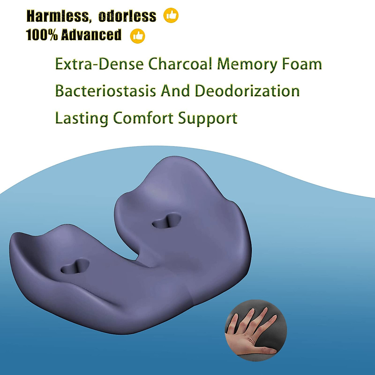 Seat Cushion, Office Chair Cushions, Car Seat Cushion, Non-Slip Memory Foam Seat Cushion，for Computer Desk, Esports Chair，Wheelchair, Driving (Black)