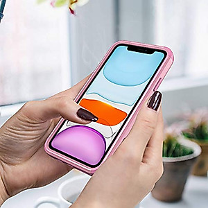 Compatible for Apple iPhone 11 Cases, Pink Cute Women & Girls Heavy Duty [ Red Rose Floral ] Cover with [ Shockproof ] Protective Flower Phone Case for iPhone 11 -TQ RR