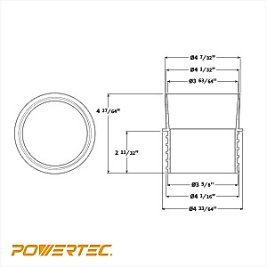 POWERTEC 70284 4" Quick Connect Coupler with Left-Hand Threaded End to 4" I.D. Flexible Hose