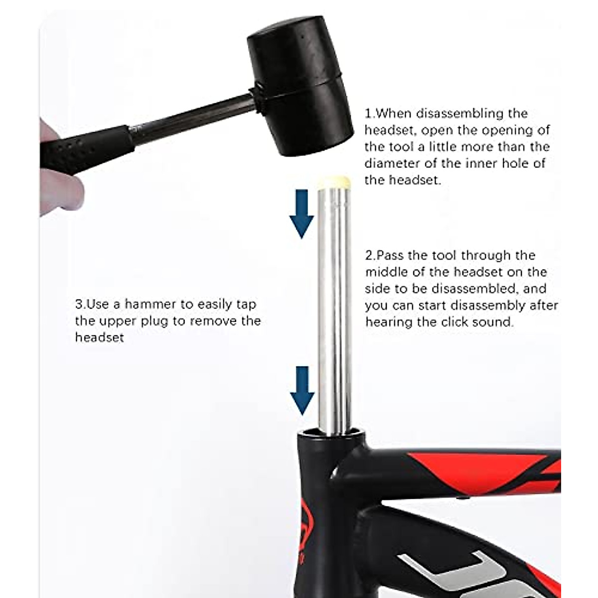 WIROJ Bicycle Headset Cup Removal Tool, Bike Head Parts Remover, Mountain Bike Stainless Steel Bowl Disassembly Repair Tool for 1-1/8, 1-1/4 and 1-1/2 inch