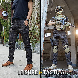 IDOGEAR GL Tactical Pants Multi-camo Combat Pants for Airsoft Military Hunting Paintball Outdoor Sports Slim Fit Style (A:Multi-camo, 32W x 32L)