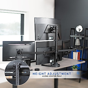 VIVO Steel Quad 13 to 32 inch LED LCD Computer Monitor Heavy Duty Freestanding Mount, 3 Plus 1 Fully Adjustable Stand, Holds 4 Screens, STAND-V104F