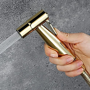 MINJING Hand Held Toilet Bidet Sprayer, Brushed Gold Stainless Steel Bidet Shower Douche Kit, Bidet Faucet Wall Mounted, Portable Toilet Sprayer for Bathtoom