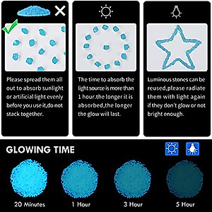 850pc Blue Glow in The Dark Rocks Outdoor Decorative Stones Glow Stones Luminous Pebble Glowing Rocks Outdoor Decor Luminous Stone for Fish Tank Garden Patio Aquarium Walkway Driveway(Blue)