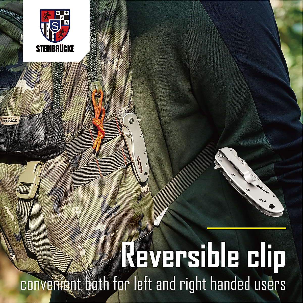 Motovecor Pocket Knife for Men with Clip - Heavy Duty Folding Pocket Knives, 3.4" 14C28N Stainless Steel Titanium Coated Blade, Tactical EDC Knife for Camping Hunting Fishing